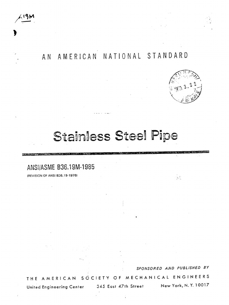 ASME B36.19M - Stainless Steel Pipe | PDF