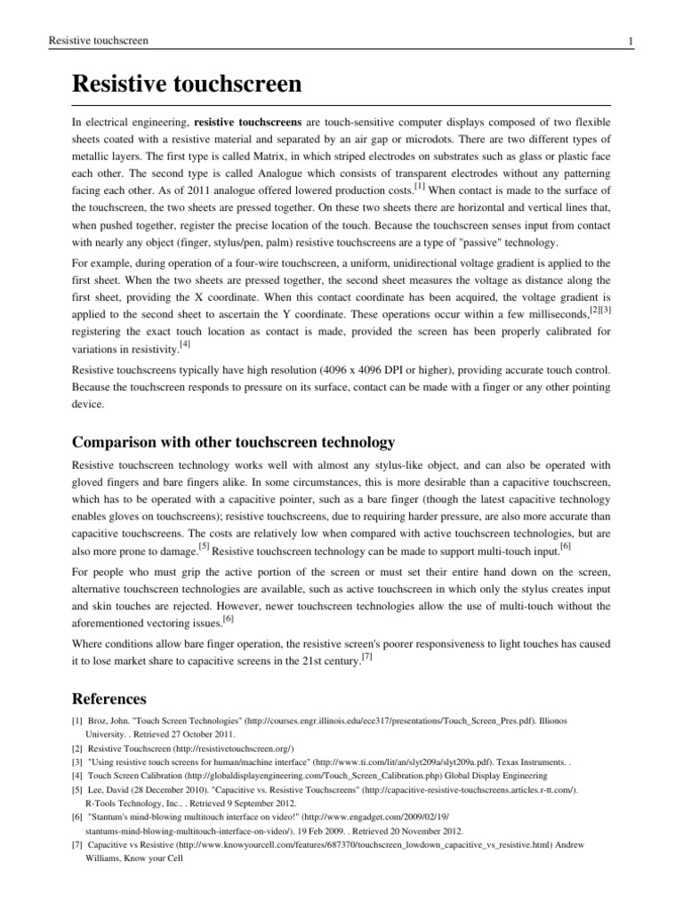 Resistive Touch Screen | PDF | Touchscreen | Input/Output