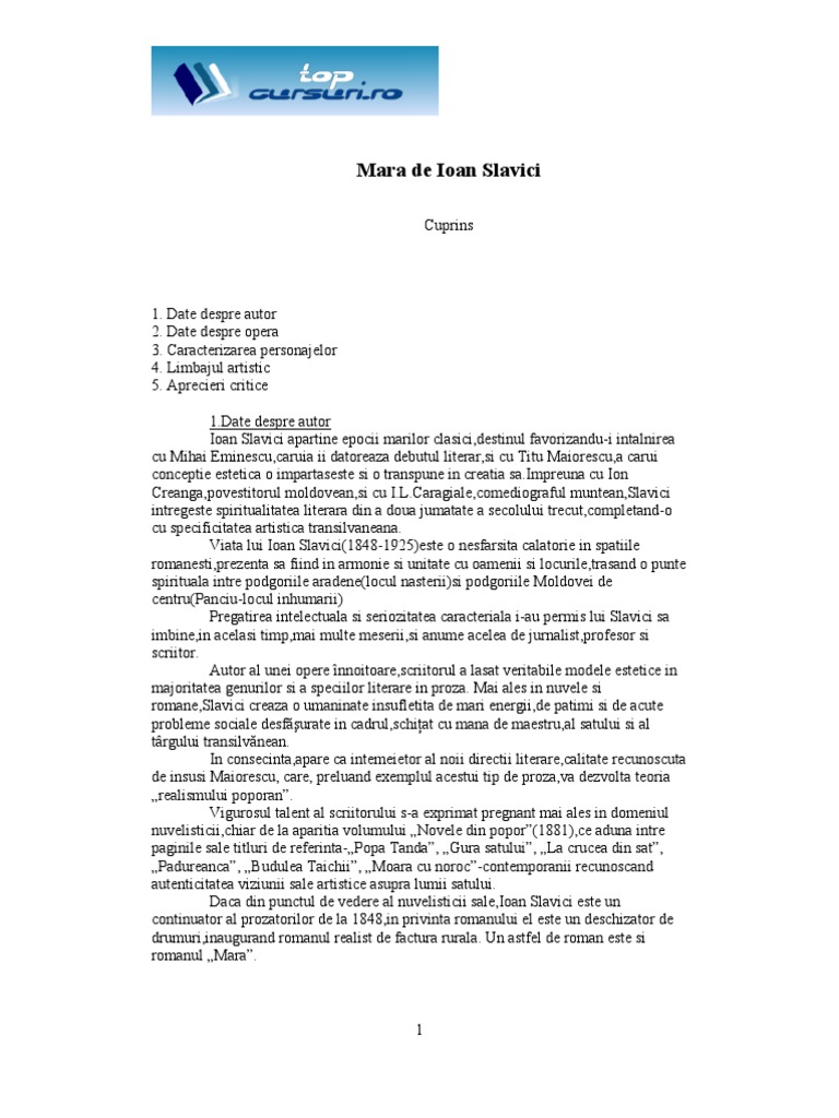 Mara de Ioan Slavici | PDF