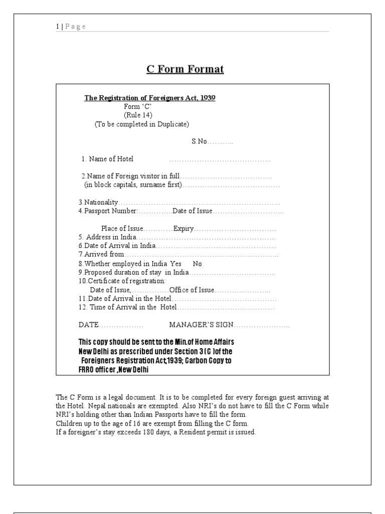 C Form | PDF | Immigration Law | Government And Personhood