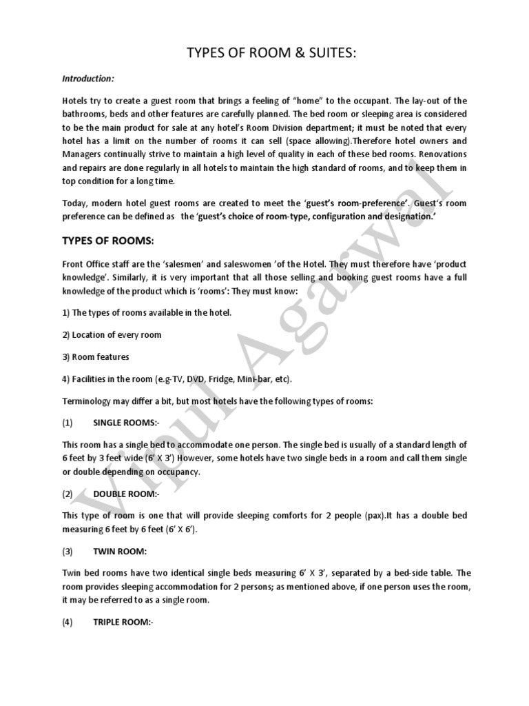 Room Rate and Types of Rooms | PDF | Room | Hotel