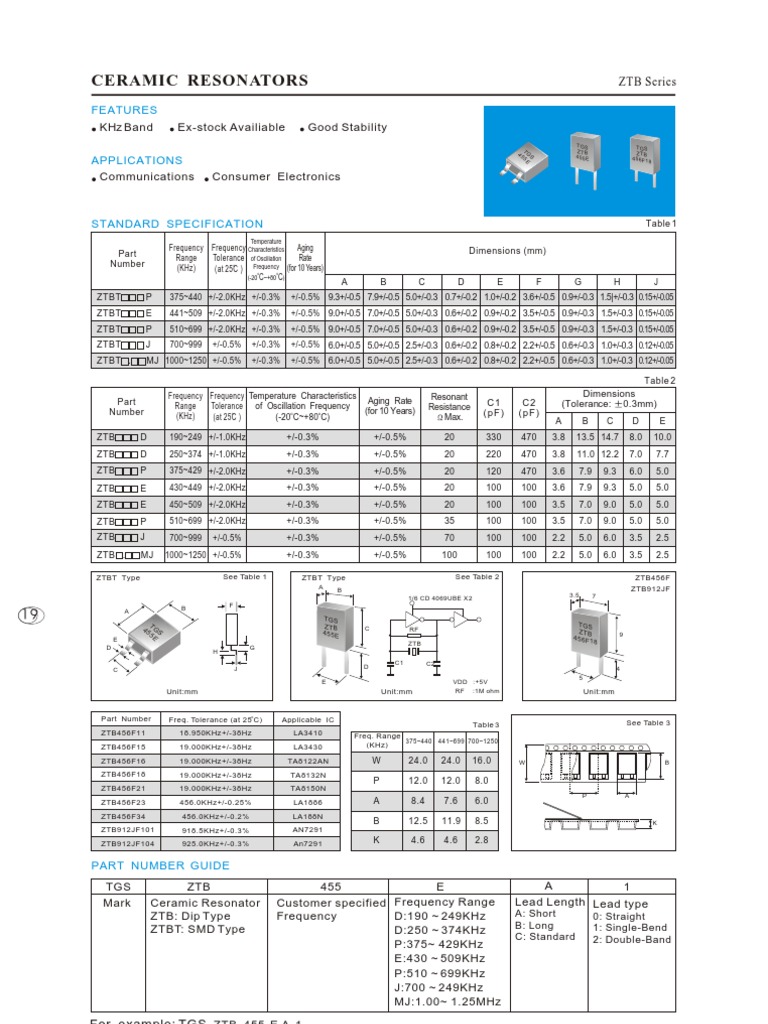 Ceramic Resonators ZTB | PDF
