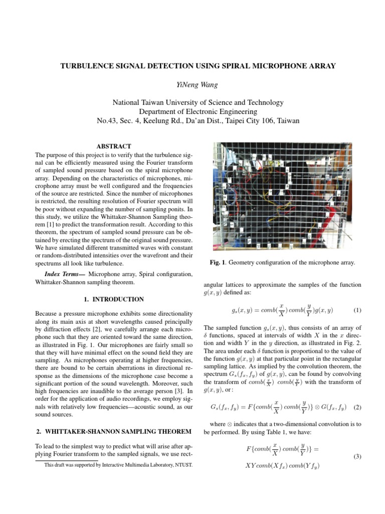 Turbulence Signal Detection Using Spiral Microphone Array | PDF