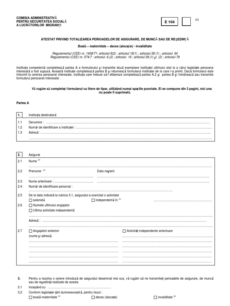 Formular E104 | PDF