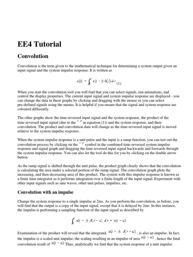 EE4 Tutorial: Convolution | PDF | Fourier Transform | Discrete Fourier Transform
