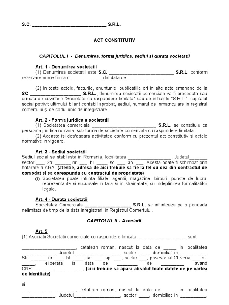 Act Constitutiv | PDF