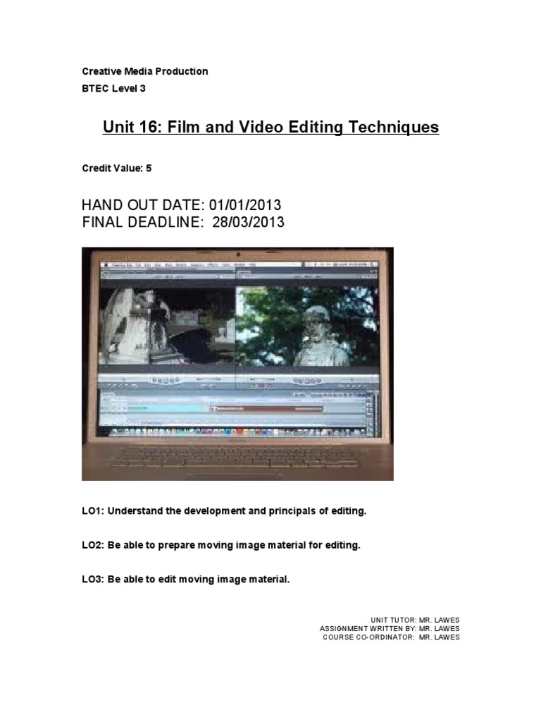 Unit 16 - Film & Video Editing Techniques | PDF | Editing ...