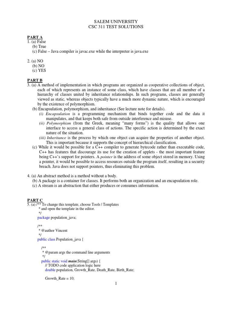 Csc 203 Test Solutions Pdf Method Computer Programming Class Computer Programming