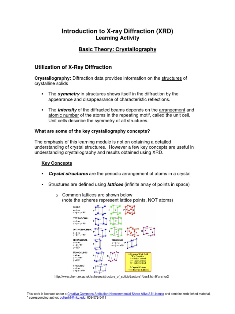 Introduction To X-Ray Diffraction (XRD) : Learning Activity Basic ...