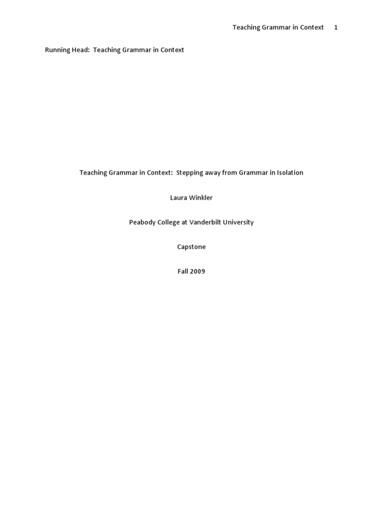 Teaching Grammar in Context | PDF | Educational Assessment | Teachers