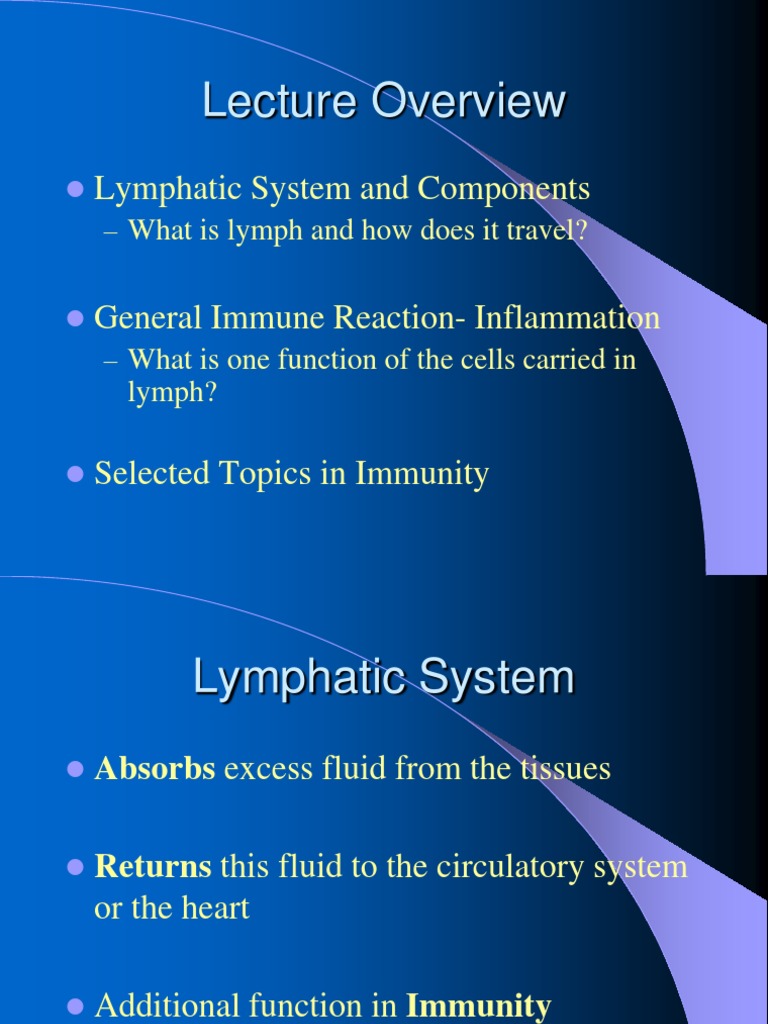 Lecture Overview: Lymphatic System and Components | PDF | Lymphatic ...