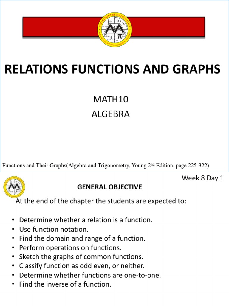 Relations Functions and Graphs: MATH10 Algebra | PDF | Function (Mathematics) | Logic