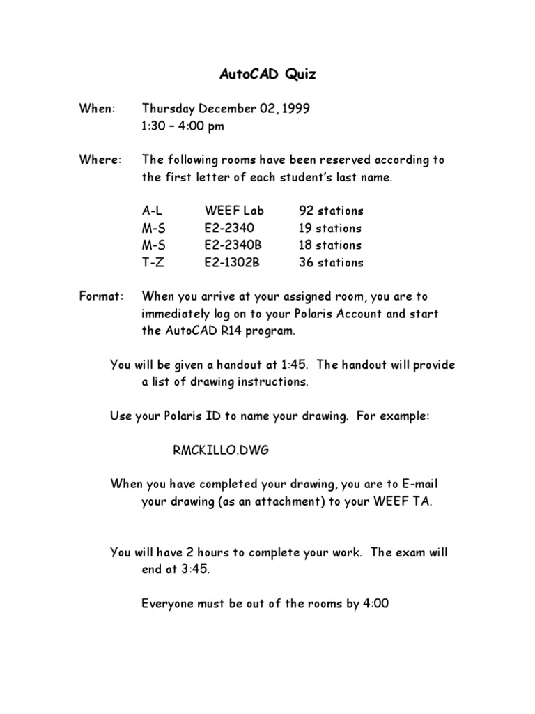 Autocad Quiz | PDF | Auto Cad | Software