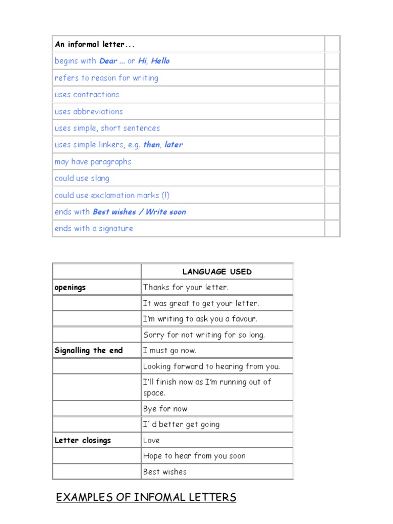 How To Write Informal Letters | PDF