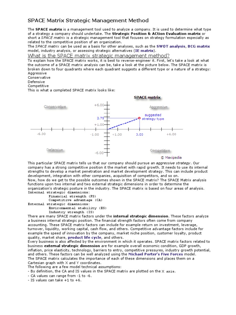 What Is The SPACE Matrix Strategic Management Method? | PDF | Strategic ...
