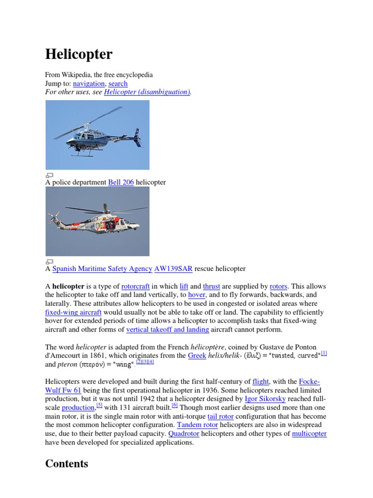 Helicopter | PDF | Helicopter | Helicopter Rotor