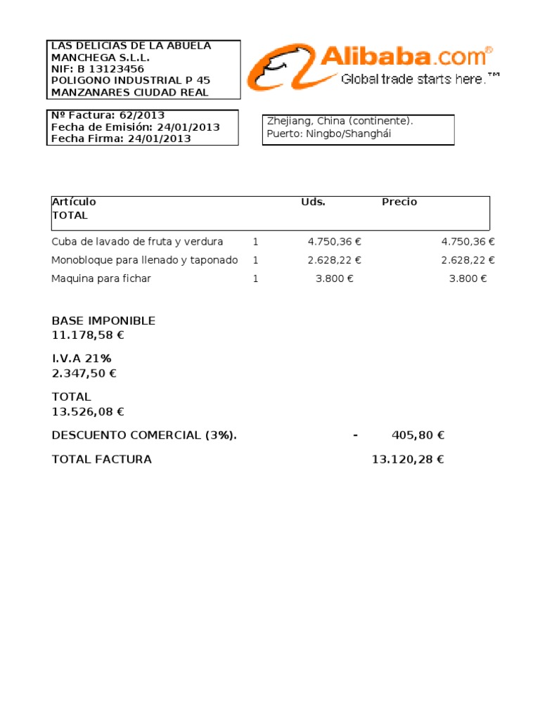 Factura Alibaba | PDF