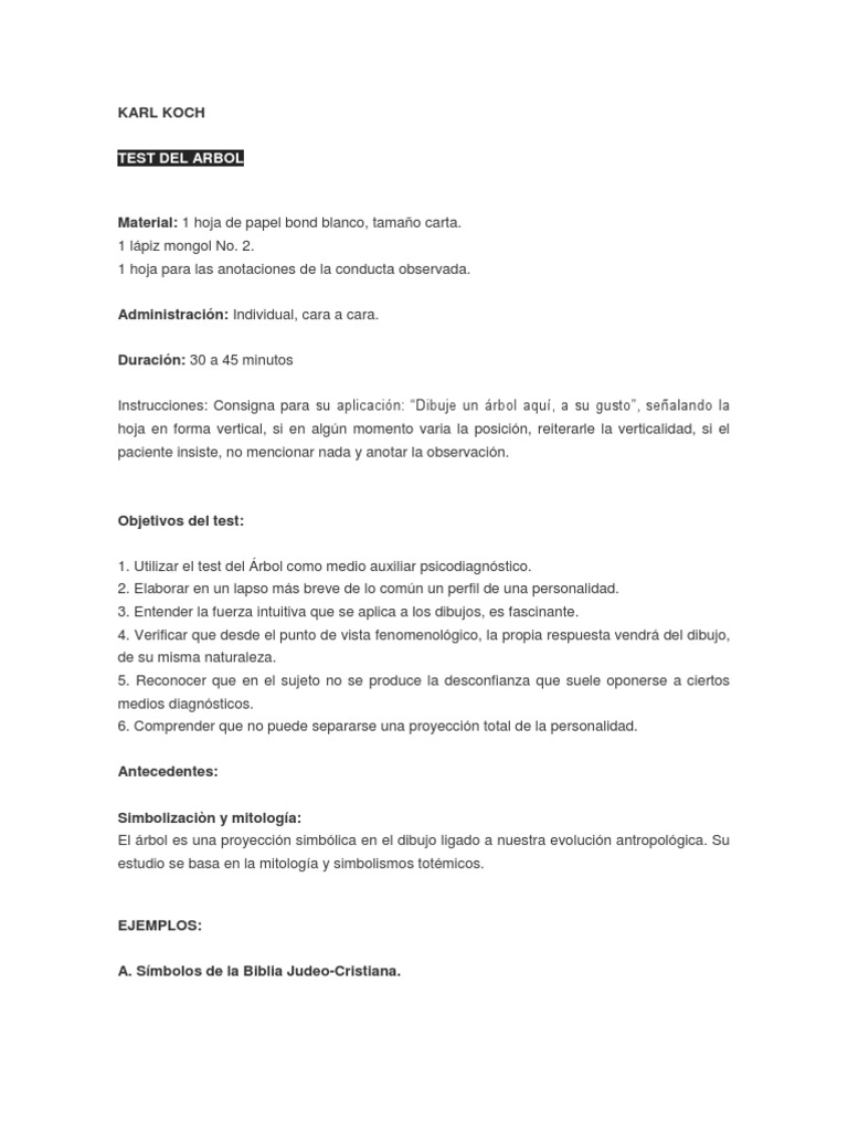 Karl Koch Test Dek Arbol | PDF | Arboles | Neurosis