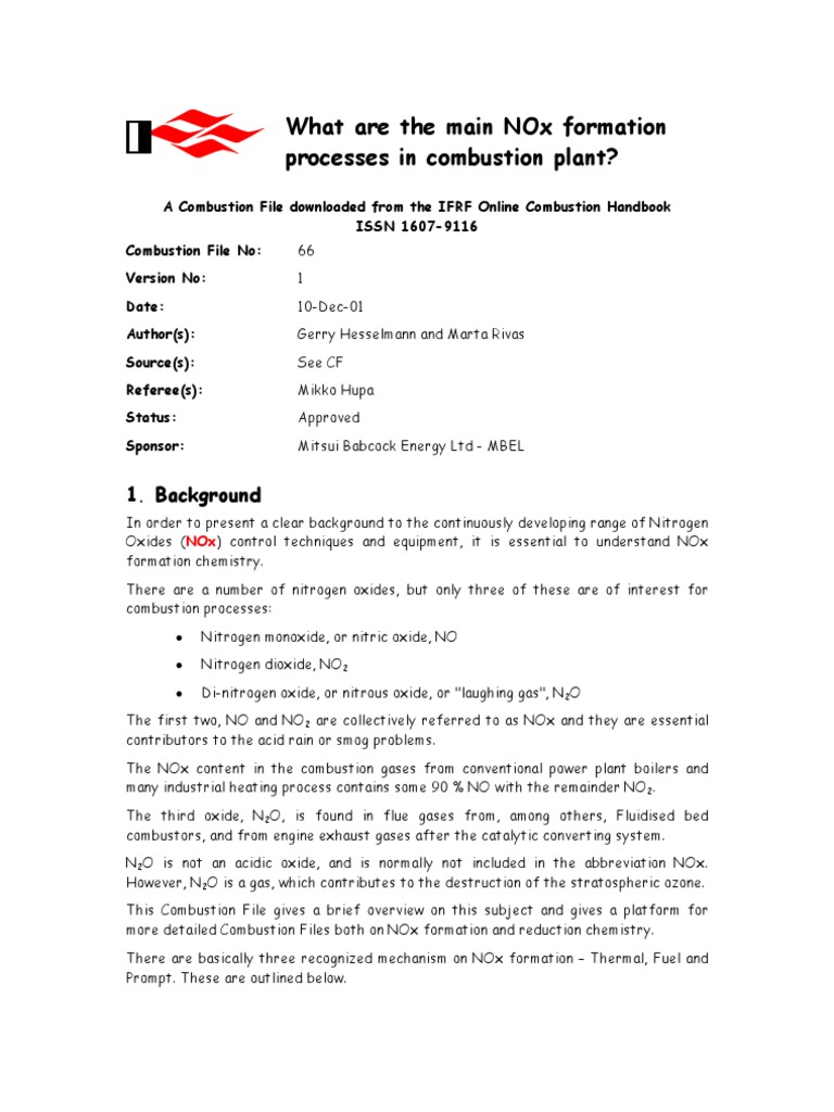 Combustion NOx Formation Explained | PDF | N Ox | Combustion