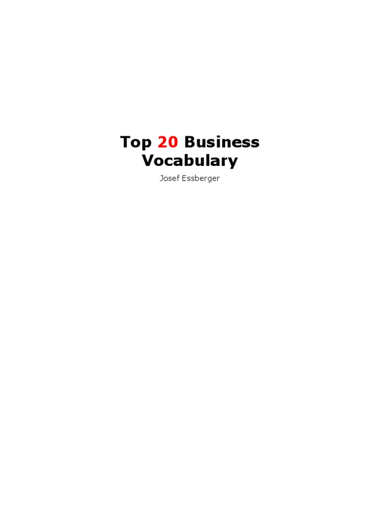 EnglishClub - Top 20 Business Vocabulary PDF | PDF | Currency | Banks