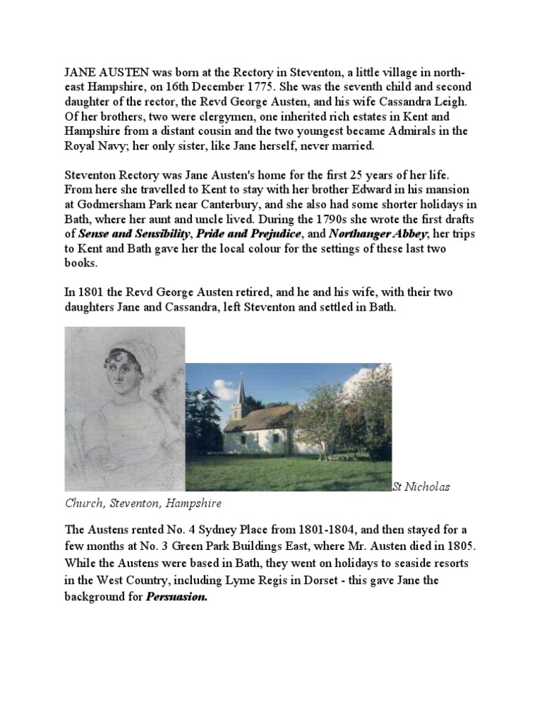 Biography of Jane Austen | PDF | Jane Austen | Novels