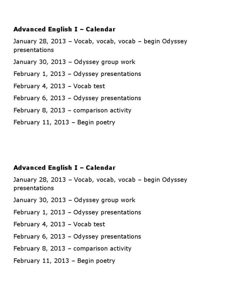 Look Ahead Calendar | PDF