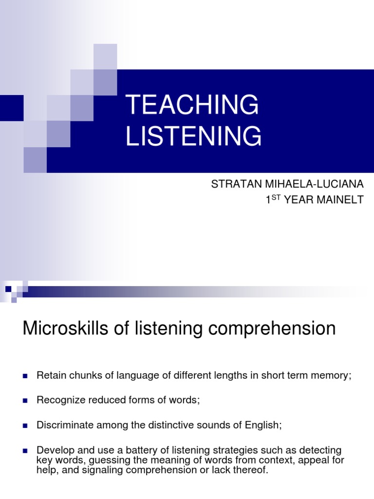 Teaching Listening Pdf Top Down And Bottom Up Design Reading