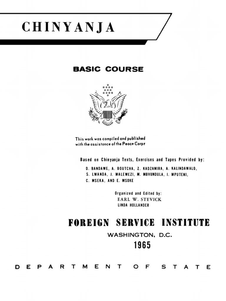 FSI Chinyanja (Aka Chewa, Nyanja, Chichewa, Cinyanja) Language Course ...