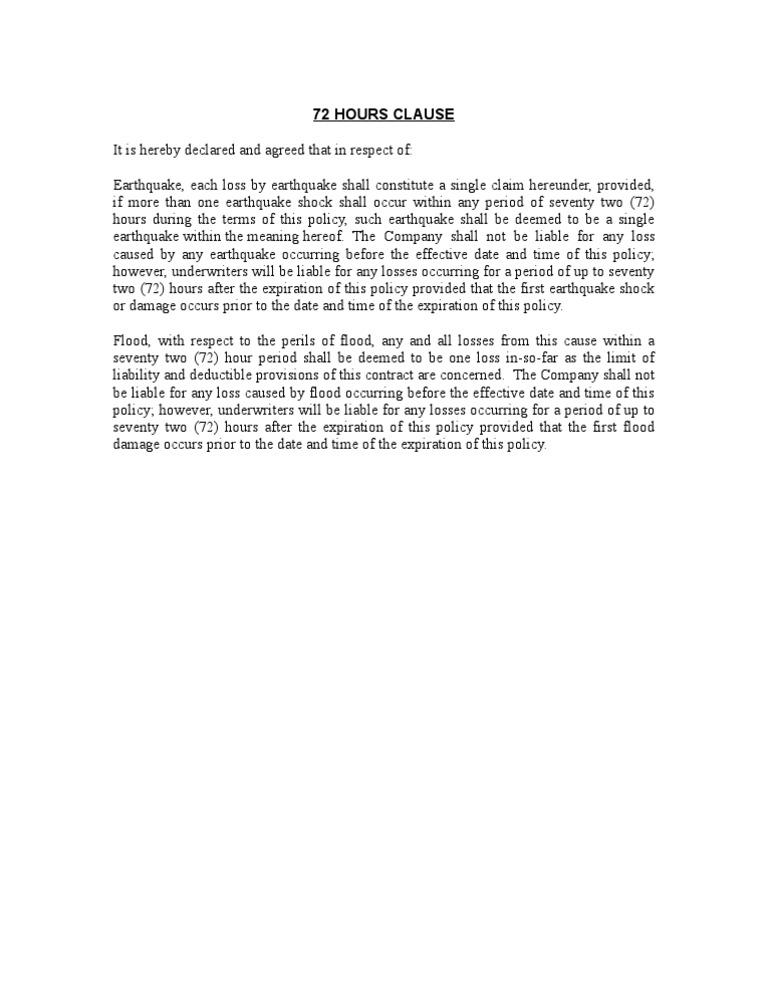 72-Hour Clause in Insurance Policies | PDF