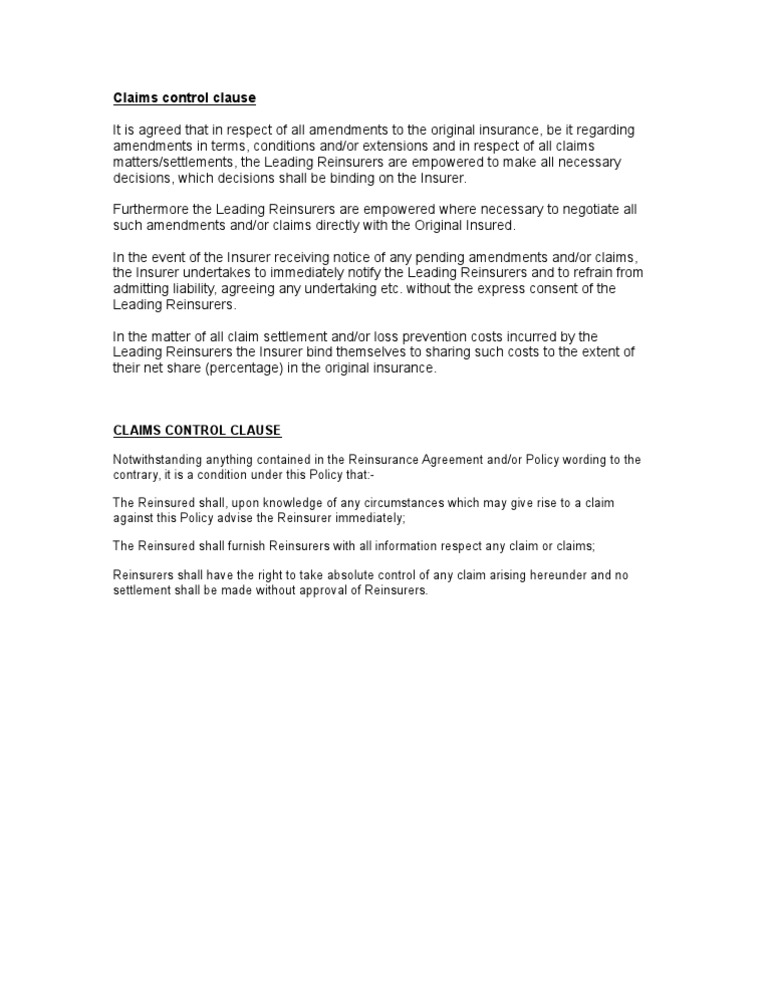 Claims Control Clause Overview | PDF