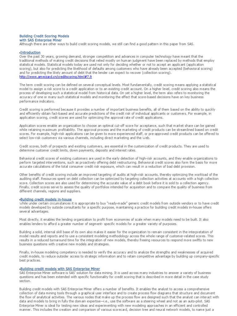 Credit Scoring with SAS Tools | PDF | Sas (Software) | Credit Score