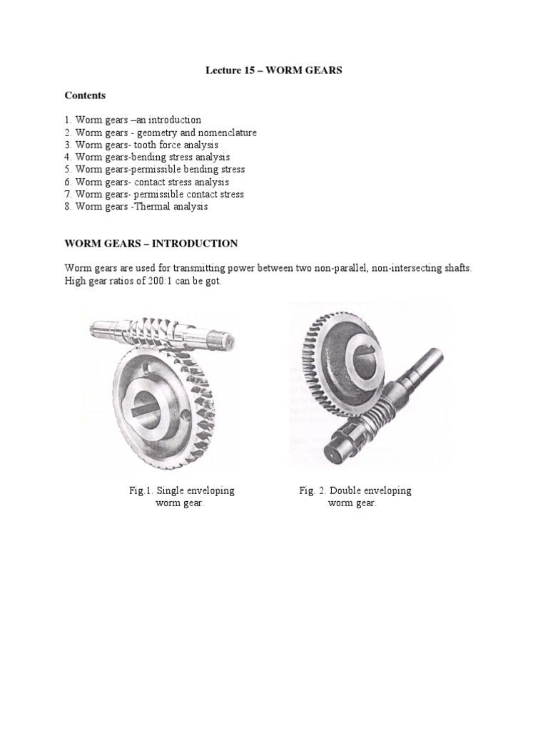 Worm Gear PDF | PDF | Gear | Force