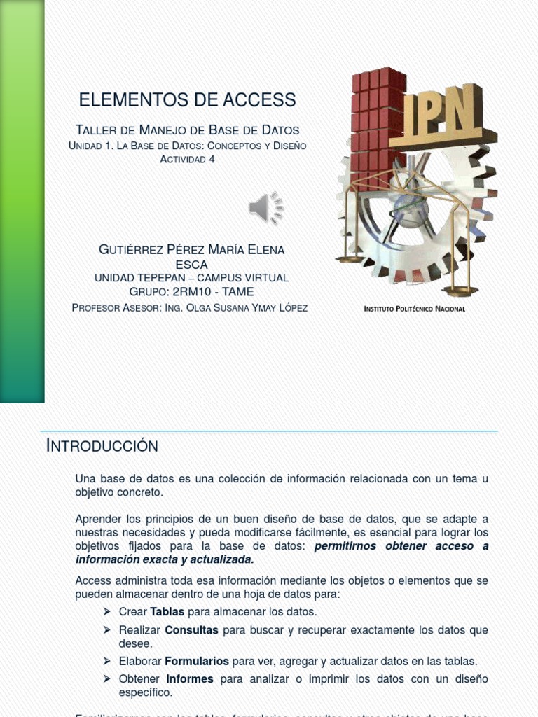 U1a4 - Elementos de Access | PDF | Tabla (base de datos) | Bases de datos