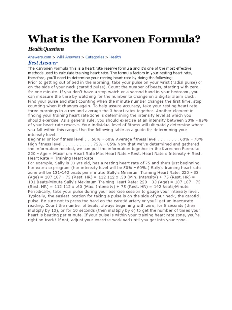 Formula Karvonen | PDF | Heart Rate | Pulse