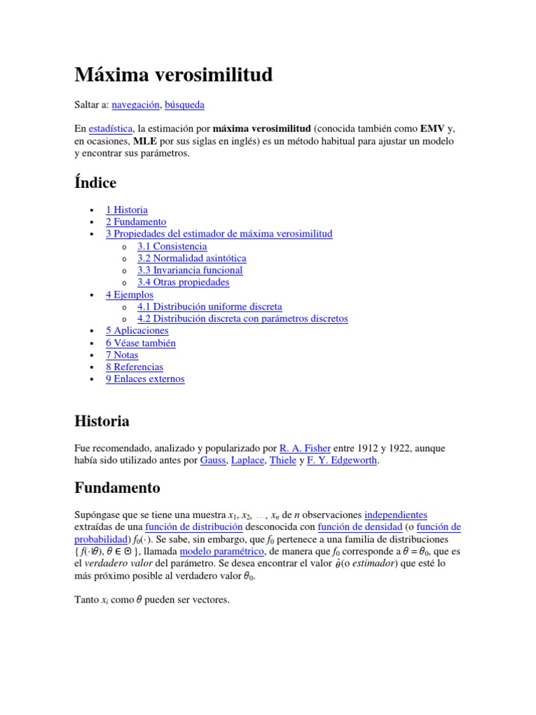 Estimación por Máxima Verosimilitud | PDF | Teoría estadística | Enseñanza de matemática