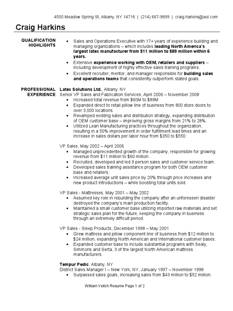 Senior VP of Sales Resume Sample | PDF | Sales | Retail