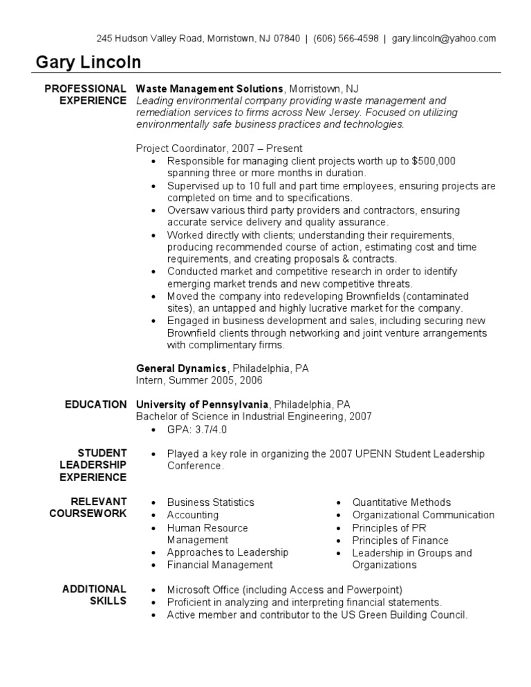 Project Manager Resume Sample | PDF | Leadership | Industrial Engineering