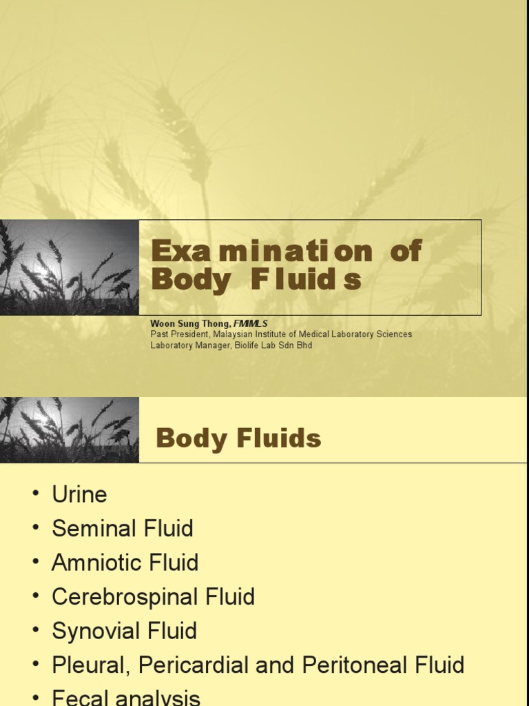 Examination of Body Fluids (Urinalysis) | PDF | Medical Specialties ...