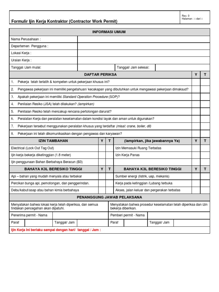 Form Izin Kerja - Riset