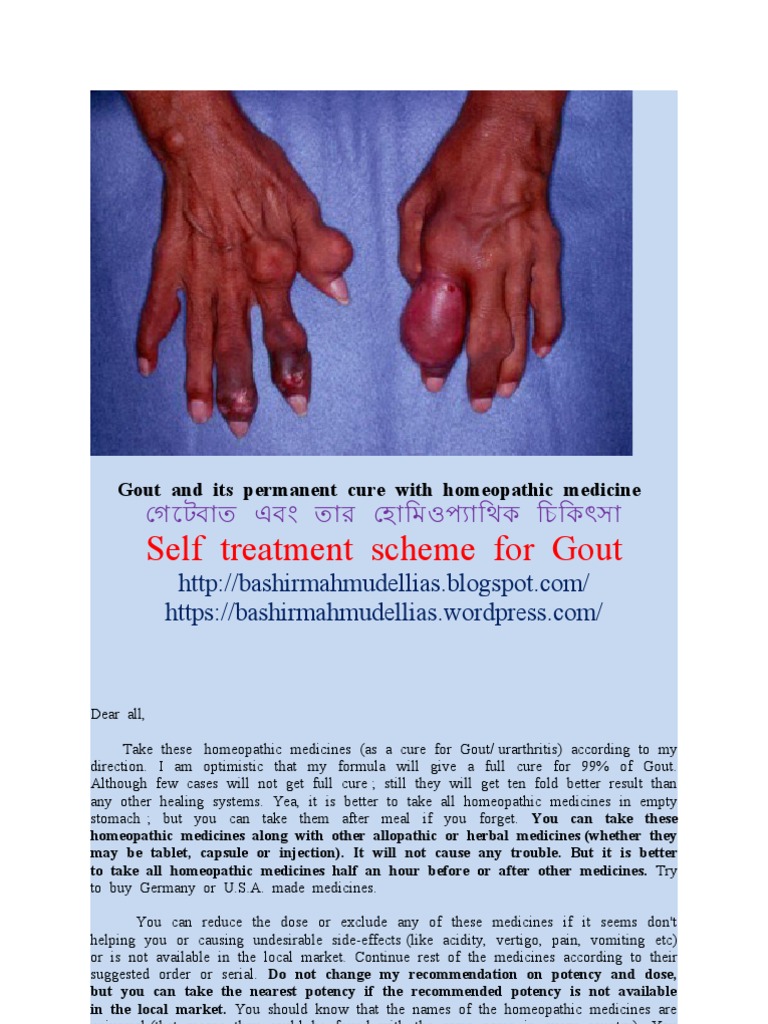 Gout and Its Permanent Cure With Homeopathic Medicine - Bashir Mahmud Ellias | PDF | Homeopathy ...