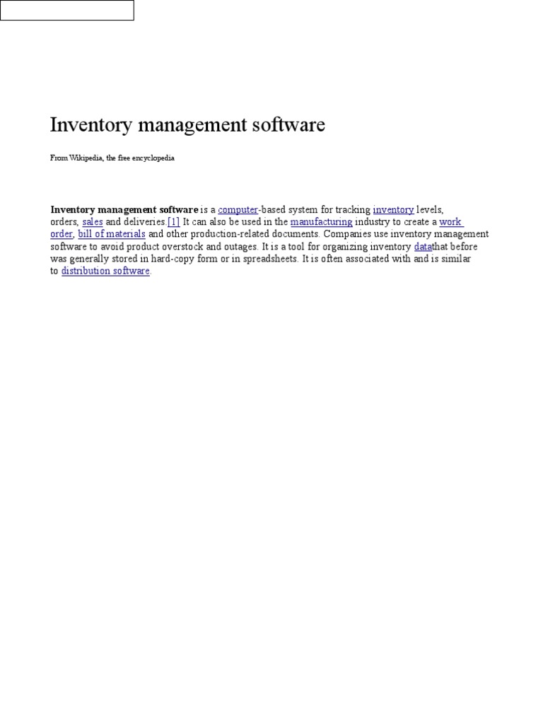 Inventory Management From Wikipedia | PDF | Barcode | Distribution ...