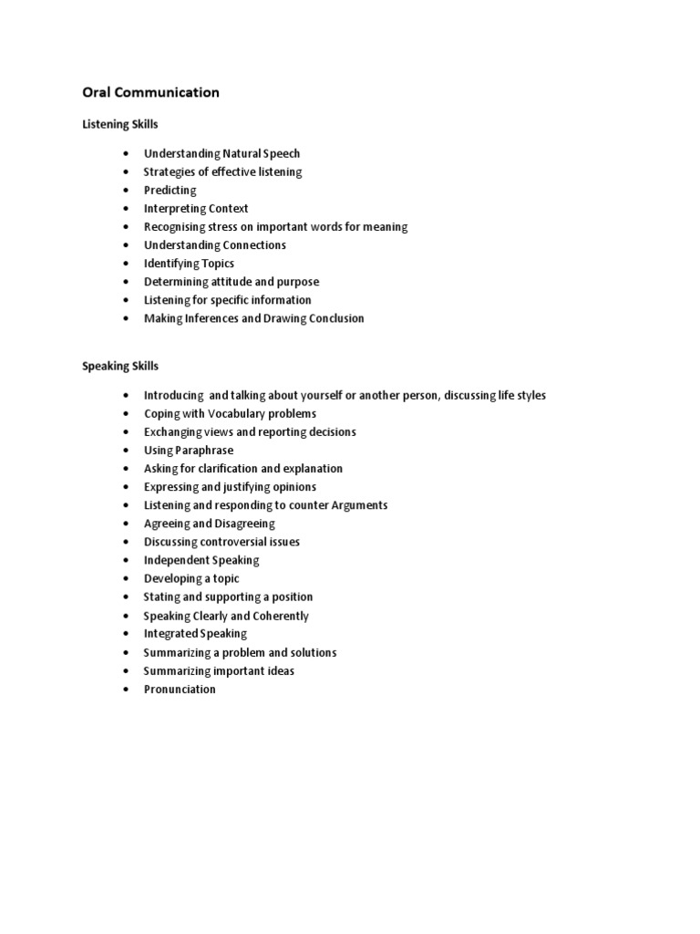 Oral Communication: Listening Skills | PDF | Sales | Vocabulary