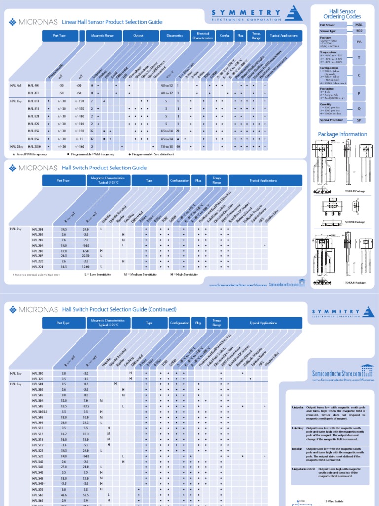 Hall Sensors Selection Guide | PDF | Switch | Electric Power