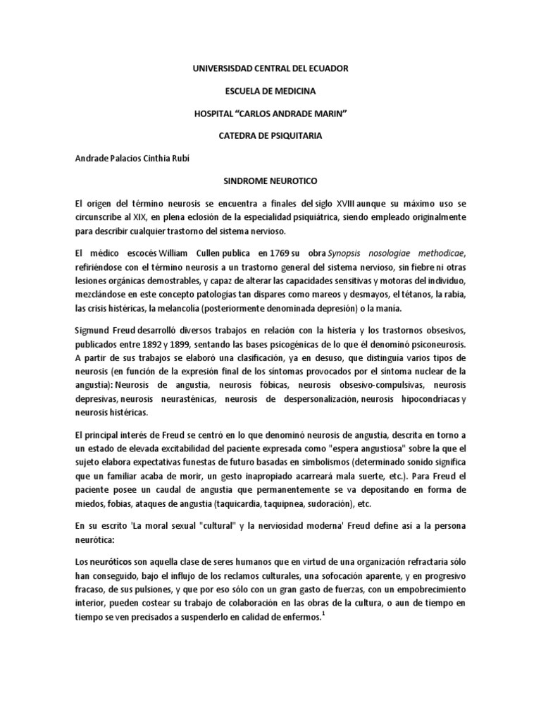 Sindrome Neurotico | PDF | Neurosis | Salud mental