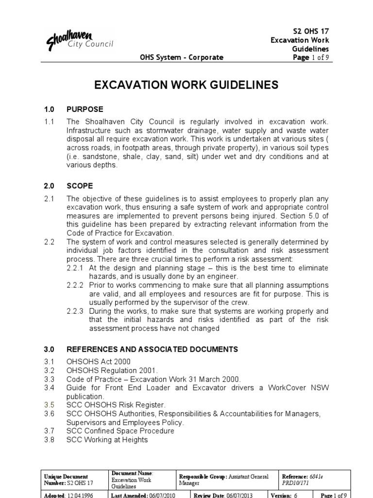 Excavation Work Guidelines | PDF | Excavation (Archaeology ...