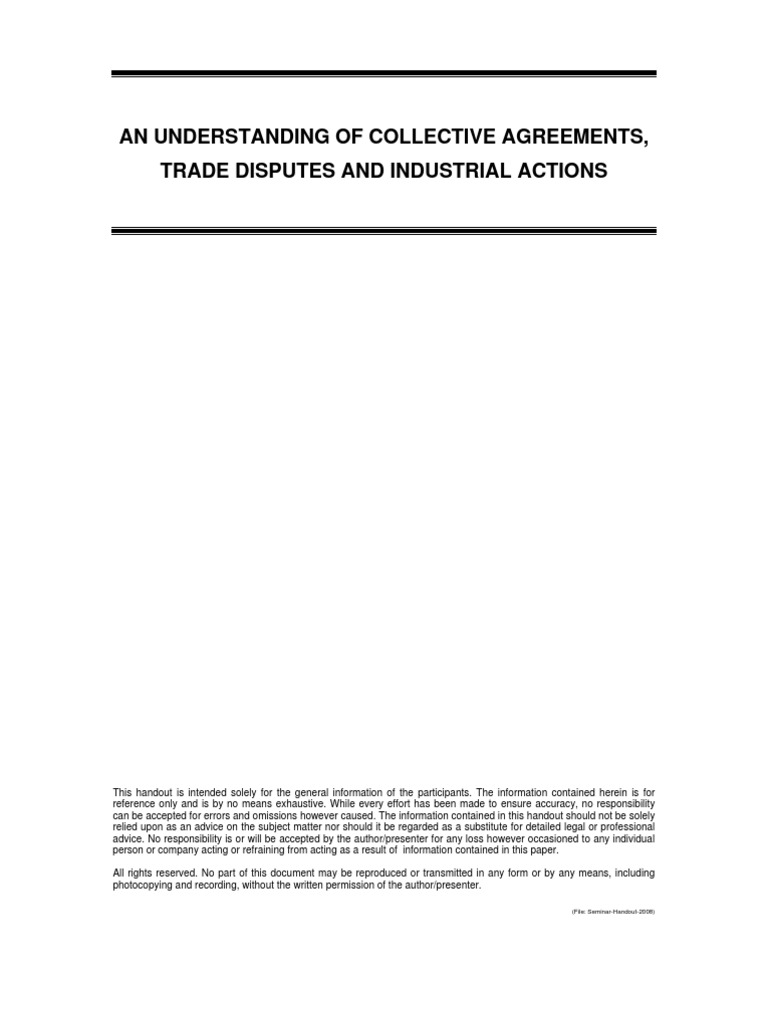 An Understanding of Collective Agreements, Trade Disputes and ...