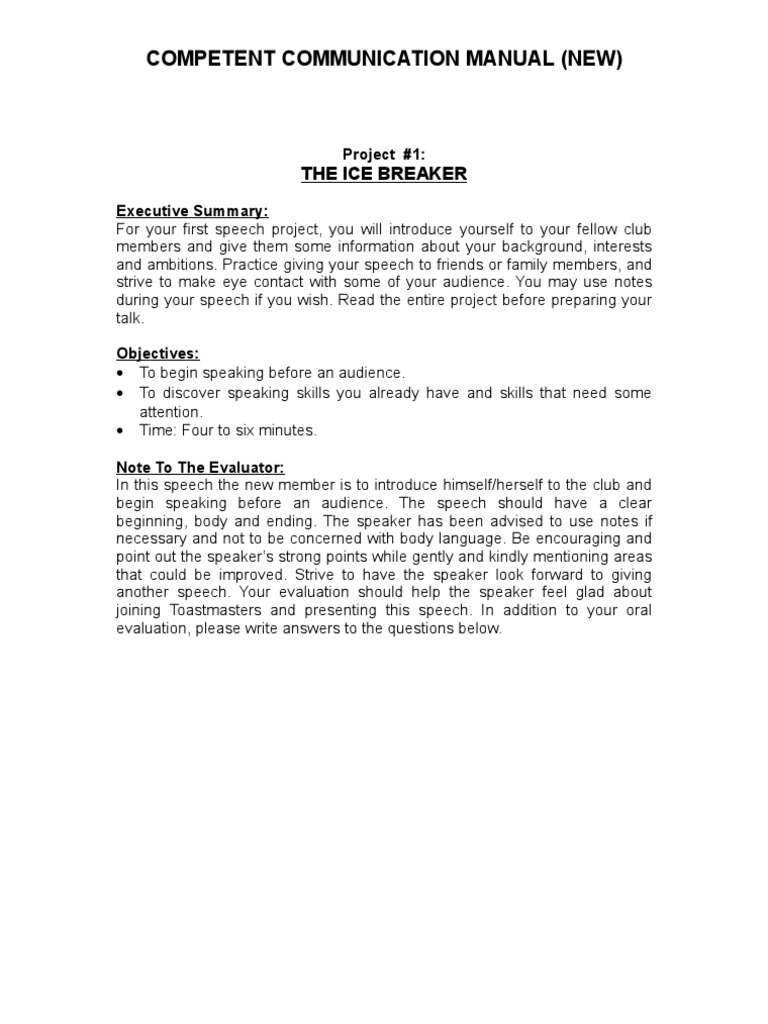 Toastmasters Project 9 Manual | PDF | Body Language | Gesture