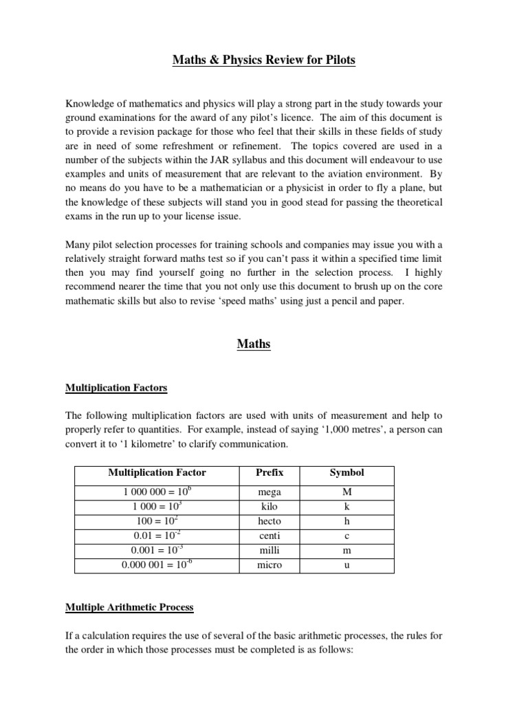 Pre ATPL Maths and Physics Revision Course-1 | PDF | Atmospheric ...