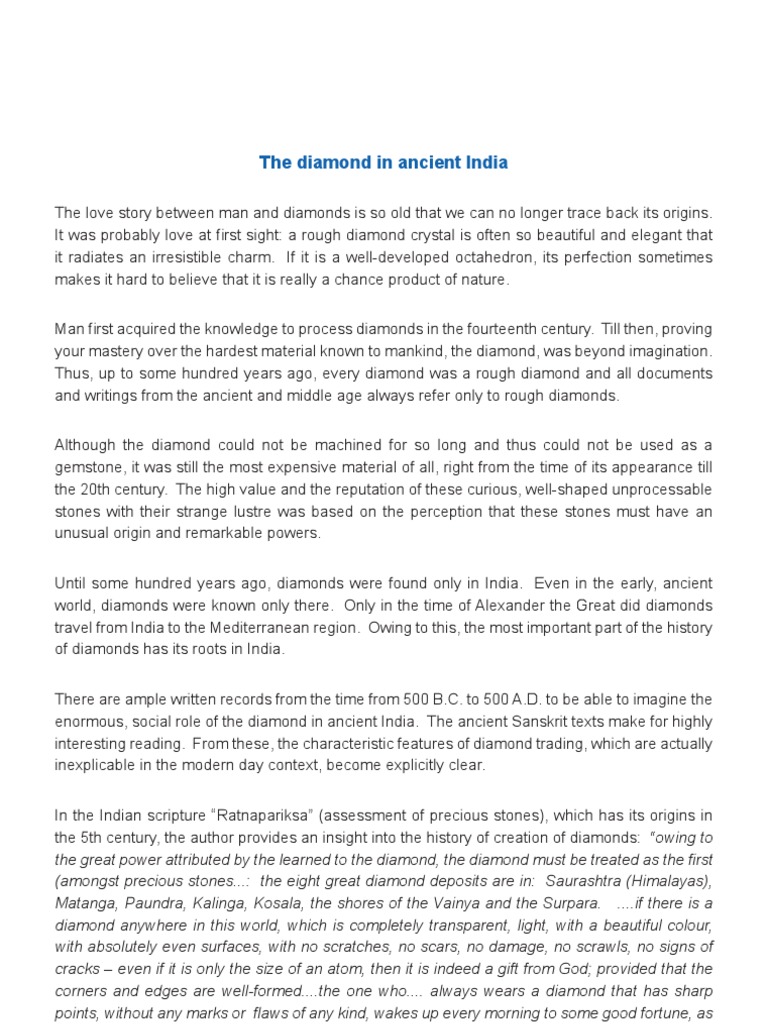 Diamonds in Ancient India: History & Significance | PDF | Gemstone ...