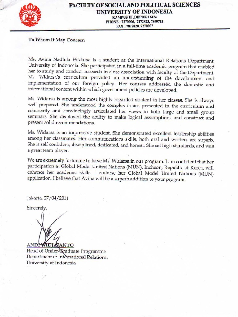 Contoh Letter of Recommendation | PDF